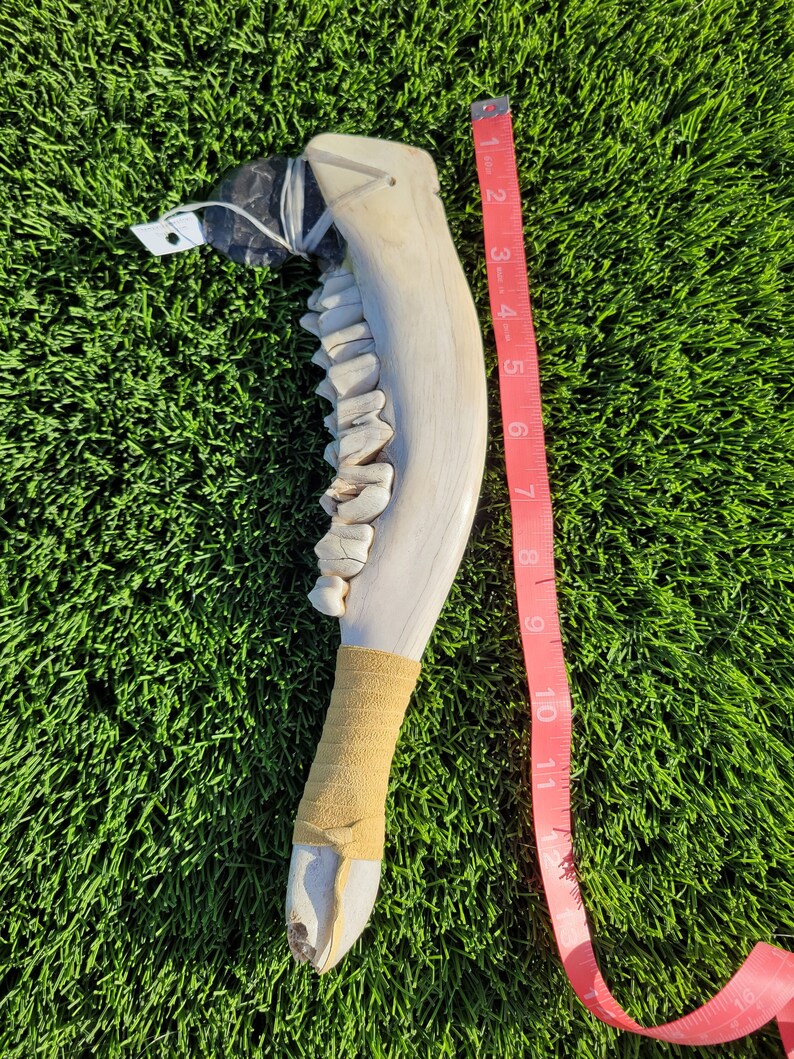 Obsidian and Elk Jaw Bone With Teeth Hatchet - Etsy