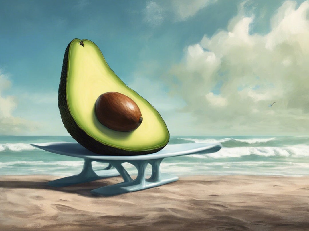 Avocado on Vacation on the Beach - Etsy