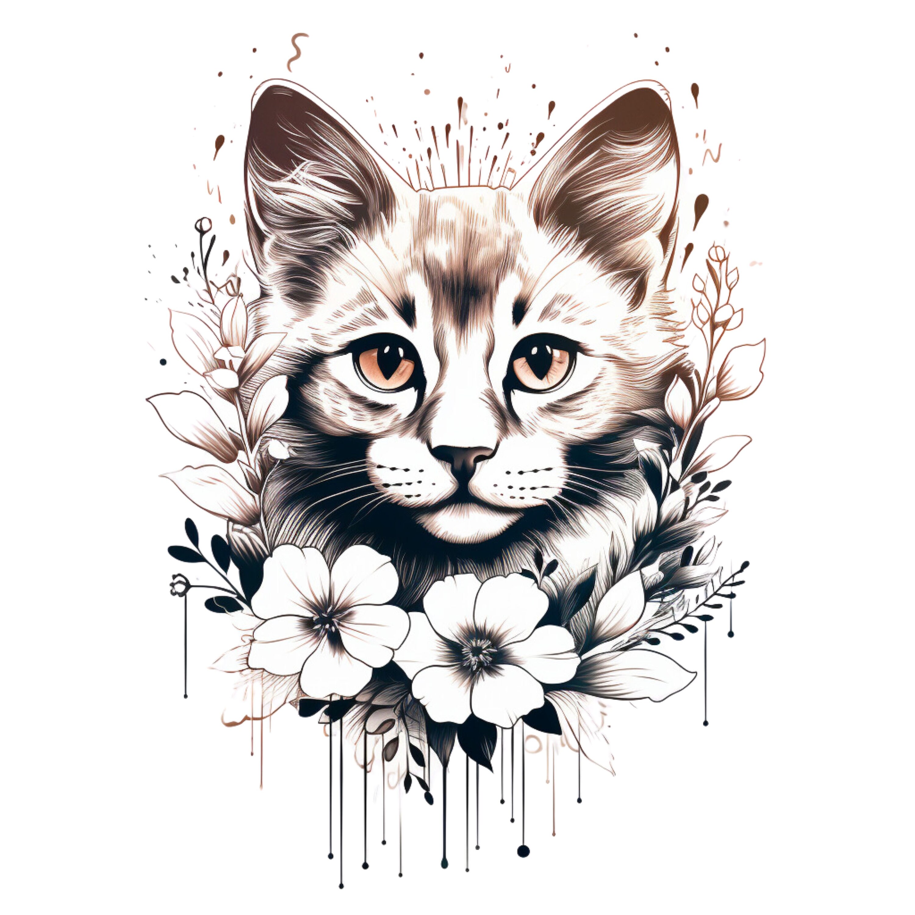 Tattoo Design Cat. Digital Art. Print. Digital Download. Printable. - Etsy