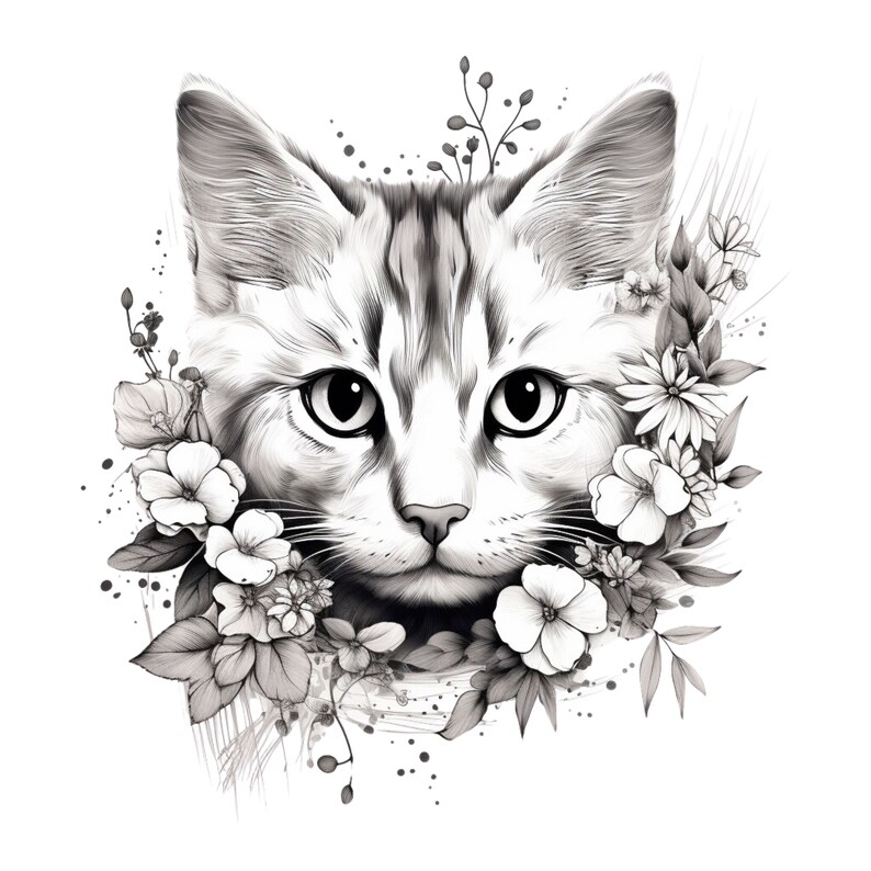 Tattoo Design Cat. Digital Art. Print. Digital Download. Printable. - Etsy