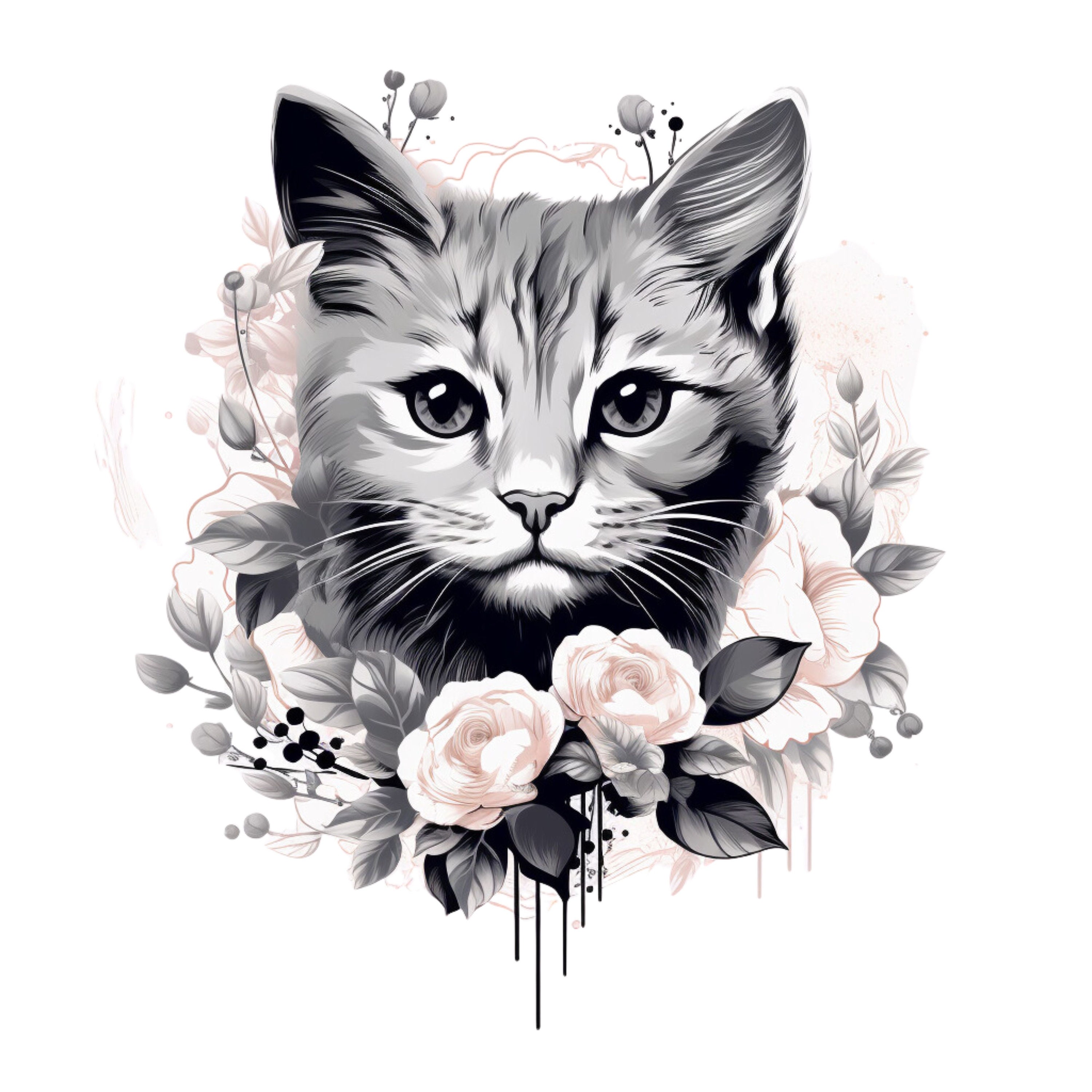 Tattoo Design Cat. Digital Art. Print. Digital Download. Printable. - Etsy