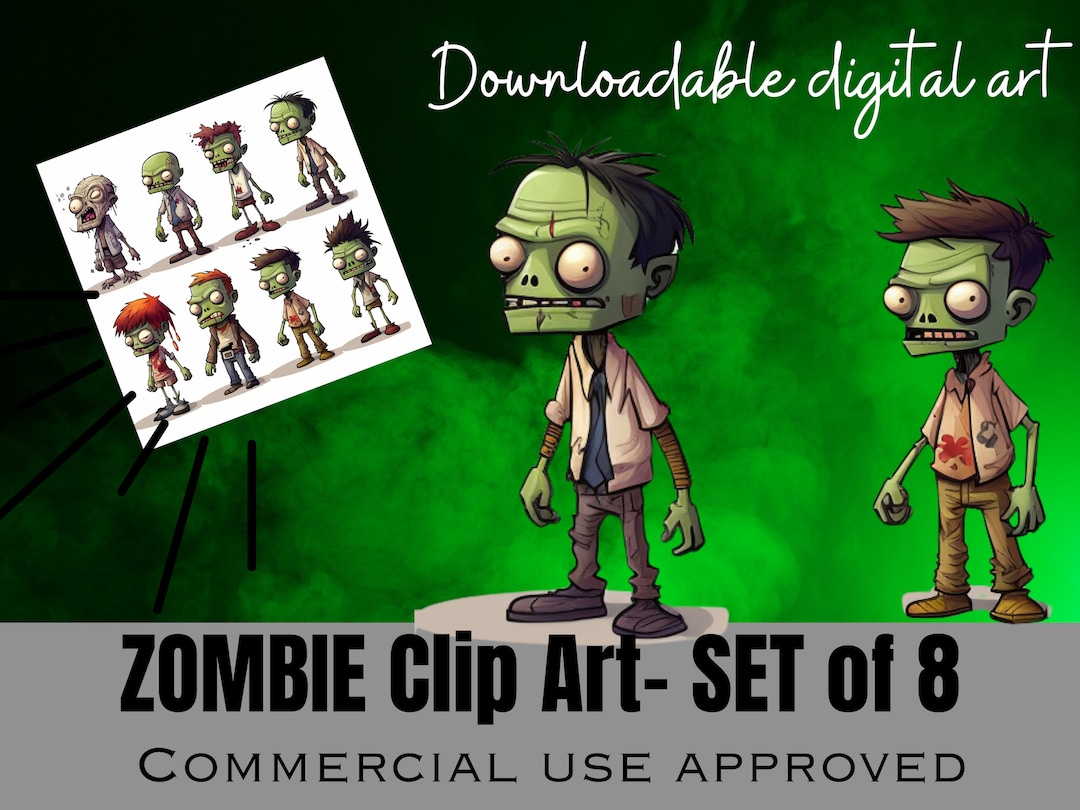 ZOMBIE Clip Art SET of 8 Digital Download Commercial Use - Etsy
