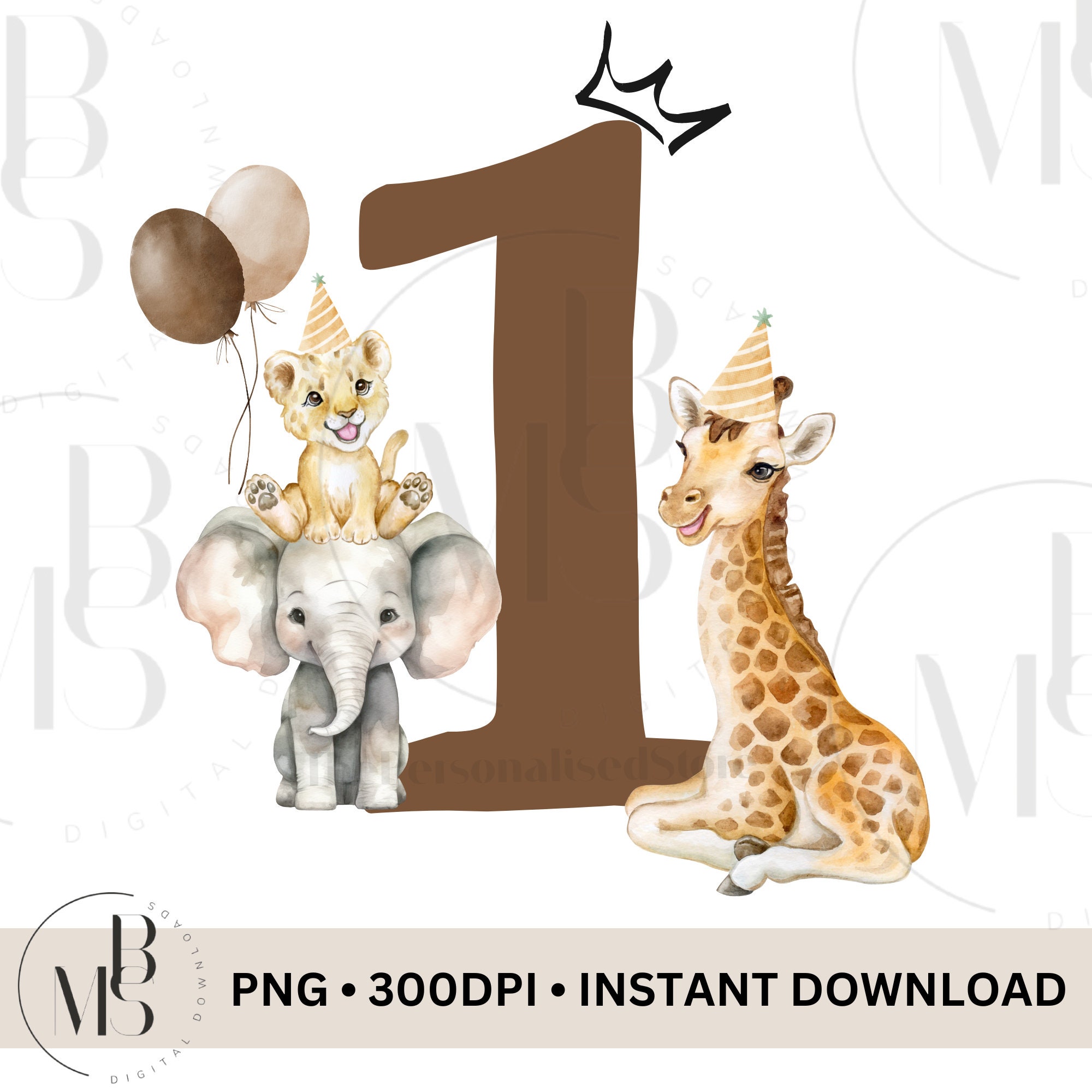 Safari PNG Clipart First Birthday Instant Download Safari Animals ...
