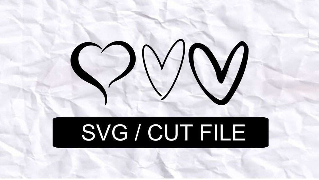 THREE Heart SVG Cut Files for Cricut Instant Download Clip Art Love Cut ...