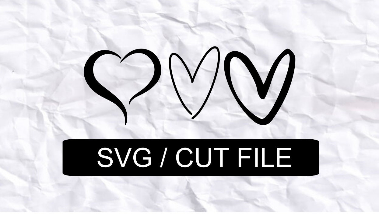 THREE Heart SVG Cut Files for Cricut Instant Download Clip Art Love Cut ...