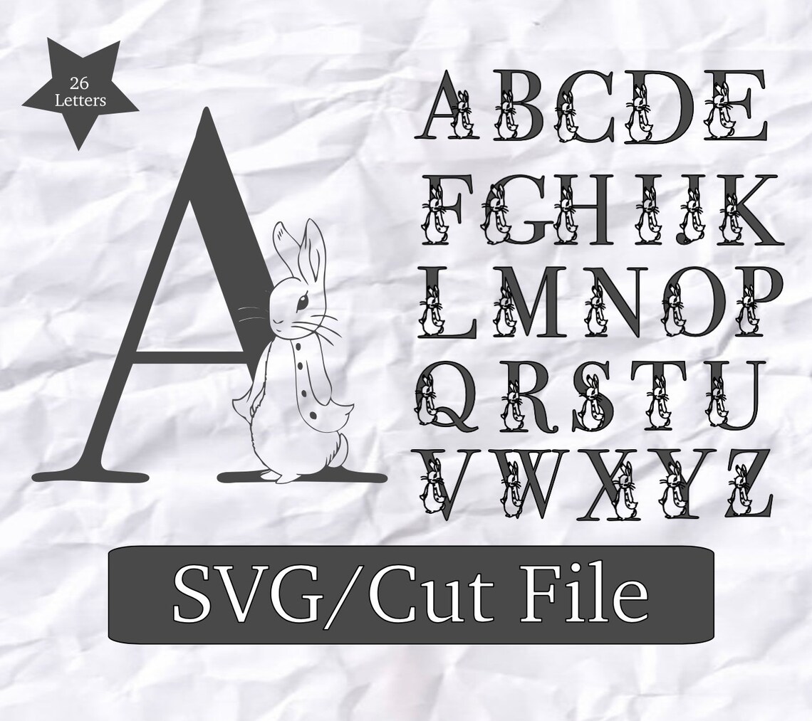 Peter Rabbit SVG Initial 26 Individual Design Cut File on Cricut ...