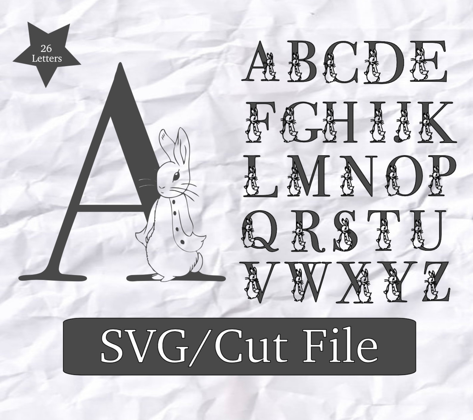Peter Rabbit SVG Initial 26 Individual Design Cut File on Cricut ...