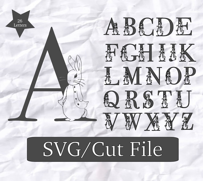 Peter Rabbit SVG Initial 26 Individual Design Cut File on Cricut ...