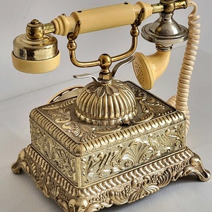 10 Vintage Brass-tone Rotary Dial Decorative Telephone, Baroque Style ...