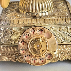 10 Vintage Brass-tone Rotary Dial Decorative Telephone, Baroque Style ...