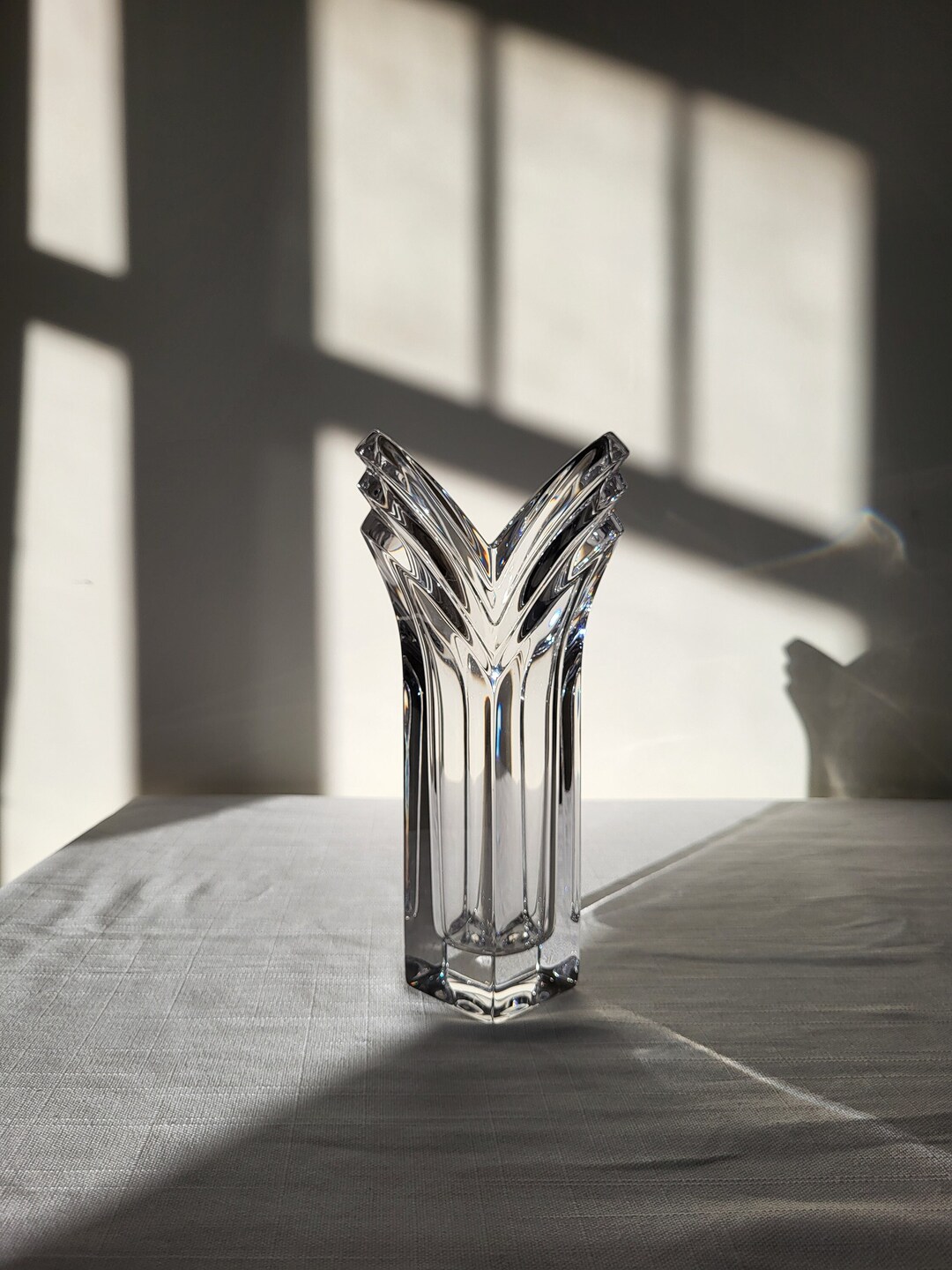 8 Vintage MIKASA Hand Cut Lead Crystal Flower Vase, Deco giftware 1980s ...