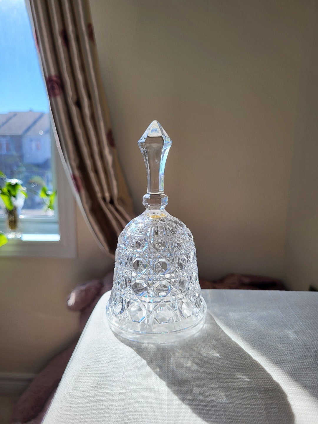 6" Vintage Crystal Hand Bell, Diamond Cut, Bohemian Style, 24% Lead ...