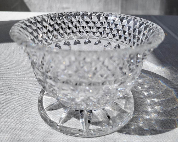 4" Vintage Lead Crystal Footed Compote or Candy Bowl, Hand-cut, Diamond ...