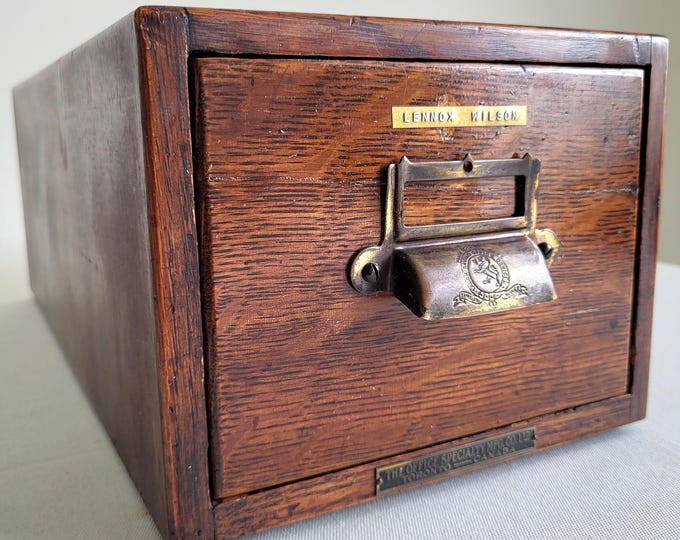 Antique 1920s Oak Card File Drawer by Office Specialty Toronto, Wooden ...