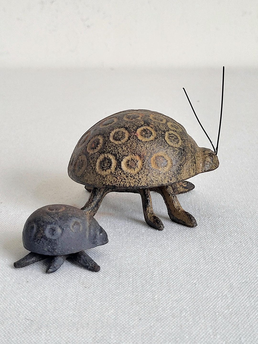 3" Vintage Cast Iron Ladybug Mother and Kid Figurine,statue Bug,beetle ...