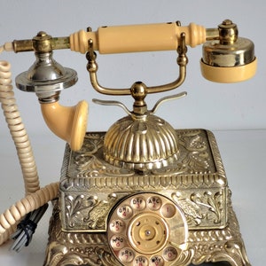 10 Vintage Brass-tone Rotary Dial Decorative Telephone, Baroque Style ...
