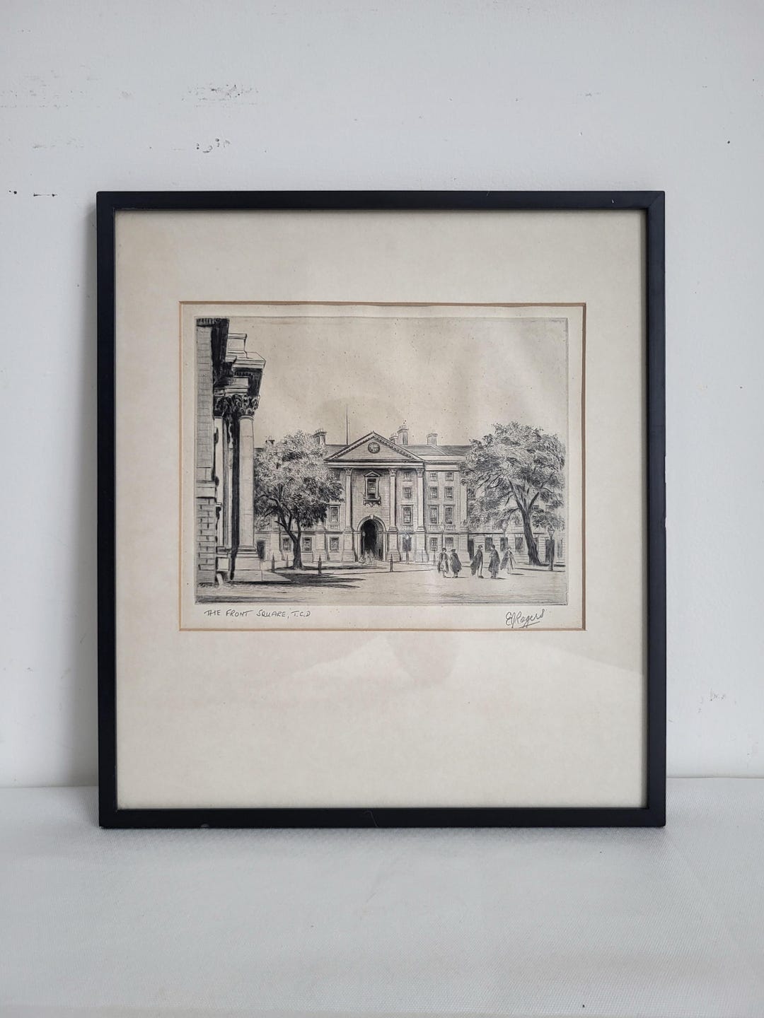 Vintage Signed Etching: the Front Square T.C.D., Edward James Rogers - Etsy