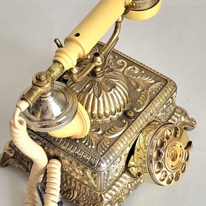 10 Vintage Brass-tone Rotary Dial Decorative Telephone, Baroque Style ...