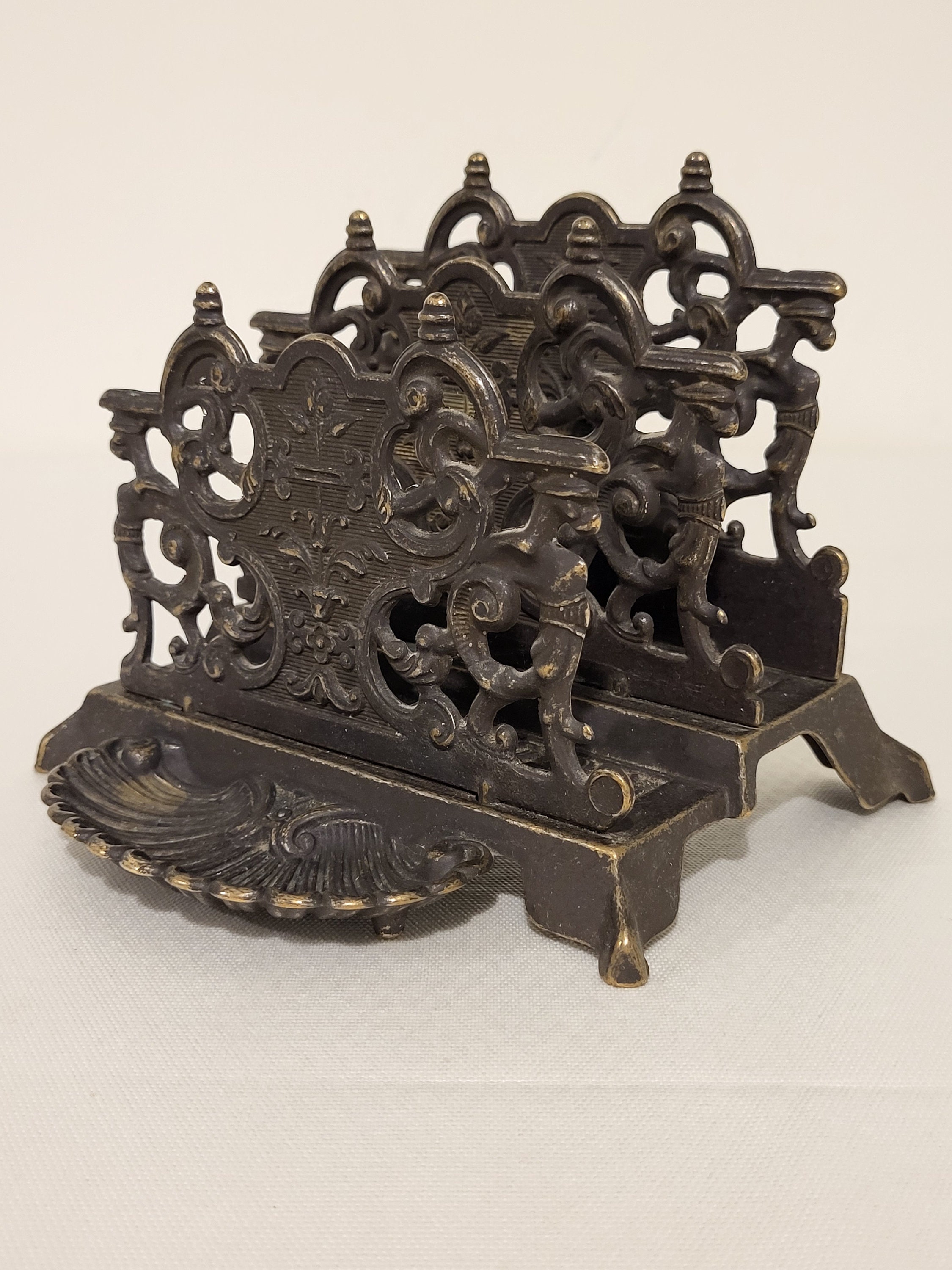 6.5 Vintage Solid Brass Desktop Letter Mail Holder, Office and Study ...