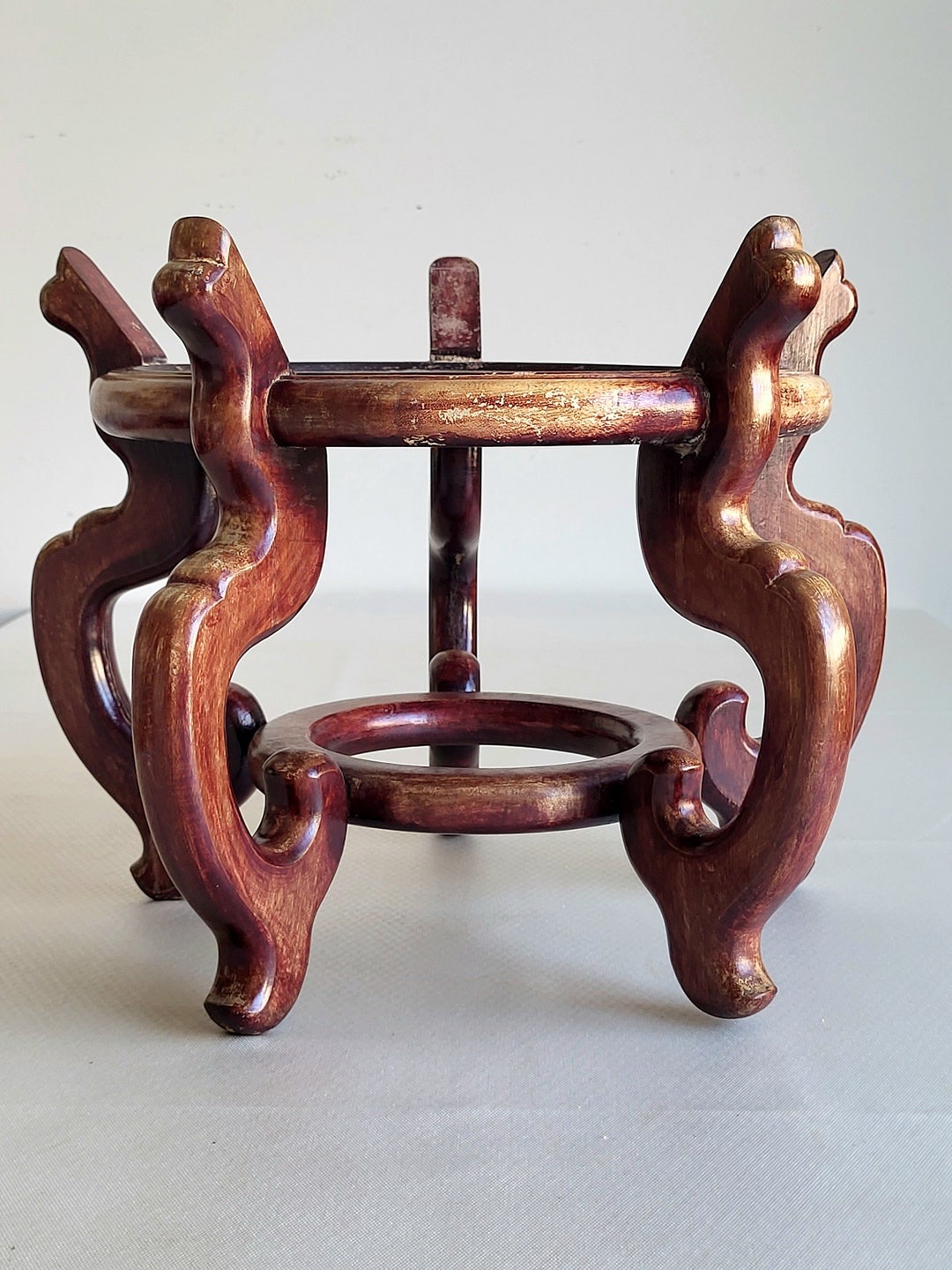 Vintage Chinese Wood Pedestal: Vase, Fish Bowl, Display Stand - 14" - Etsy