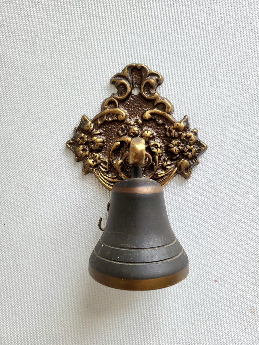 5" Vintage Bronze Door Bell, Wall Mount, Butler Bell, Collectible Brass ...