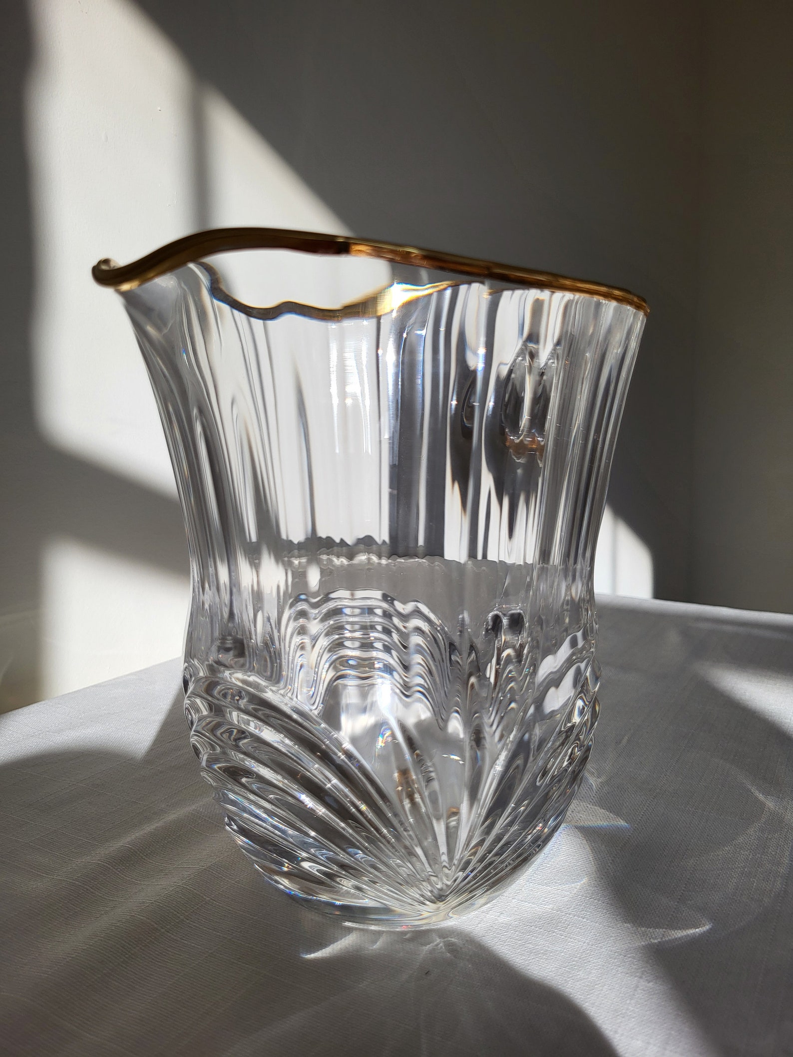 40 Oz Vintage Crystal Pitcher, Aurea Gold Pattern Byroyal CRYSTAL ROCK ...