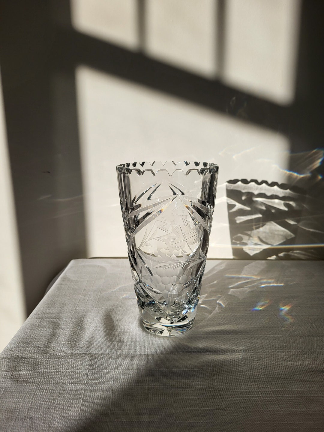 7" Vintage Hand-cut Lead Crystal Vase by Lausitzer Glas, Made in ...