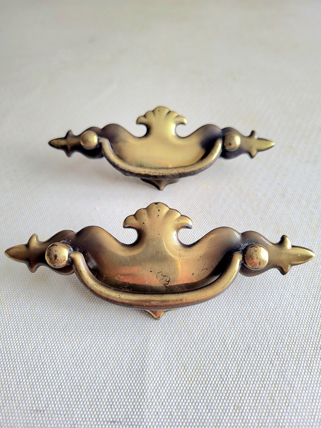 5" Pair of Vintage Brass Batwing Handle Drawer Pulls, With Original ...