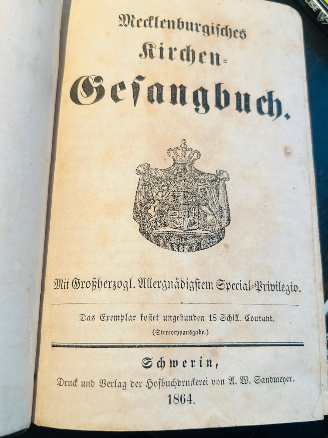 Antique German Hymnal Church Song Book Printed in 1864. Leather Bound ...