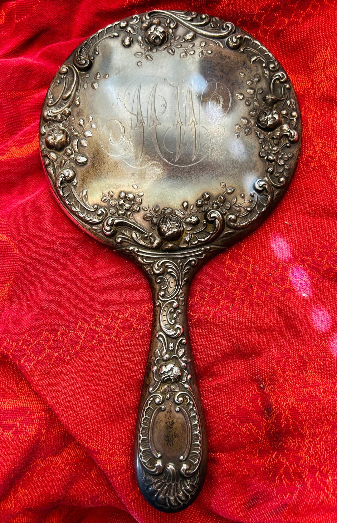 Antique Gorham Rose and Scroll Victorian Handheld Sterling Silver ...