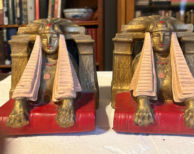 Art Deco Egyptian Revivalist Bookends, Beautiful Condition, Plaster ...