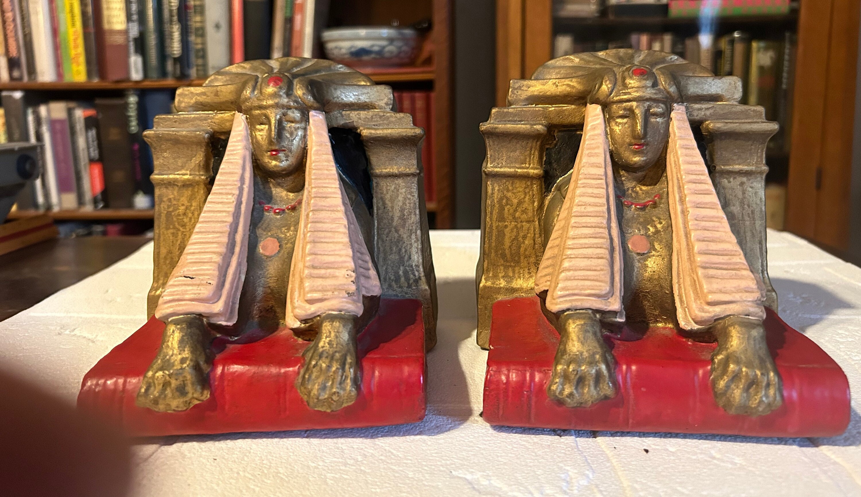 Art Deco Egyptian Revivalist Bookends, Beautiful Condition, Plaster ...