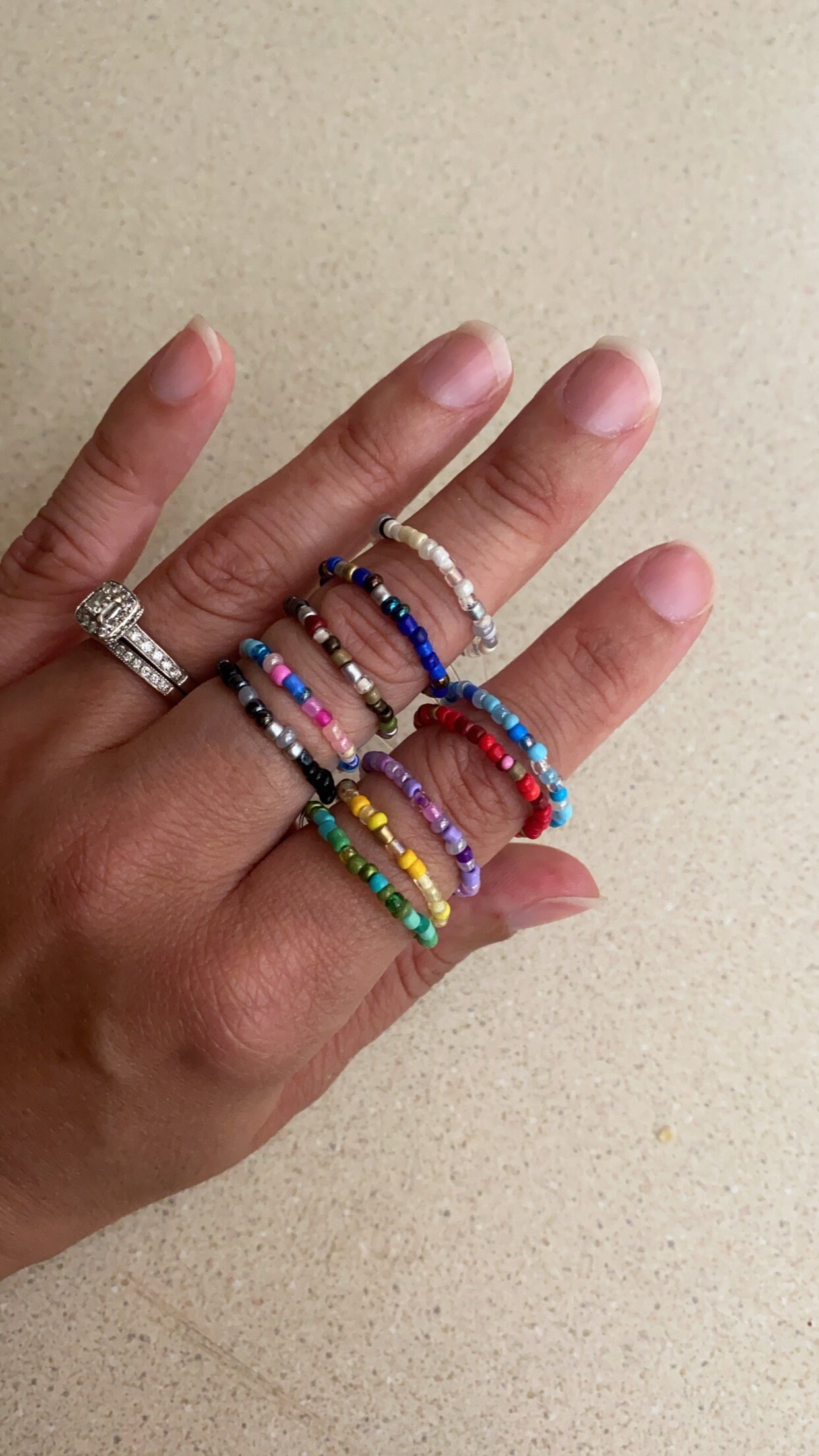 Dainty E R A Themed Beaded Rings - Etsy