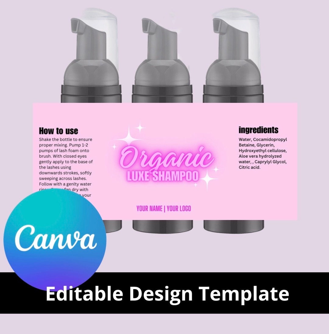 Lash Shampoo Bottle Template - Etsy