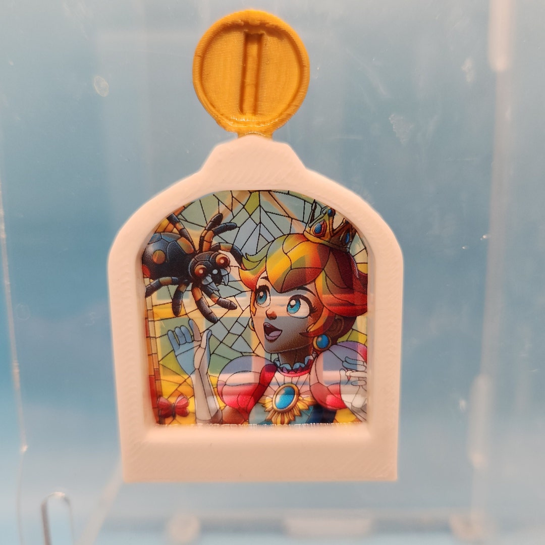 Peach Stained Glass Window With Gold Coin Decoration 1.5 X 2.5 Inches ...