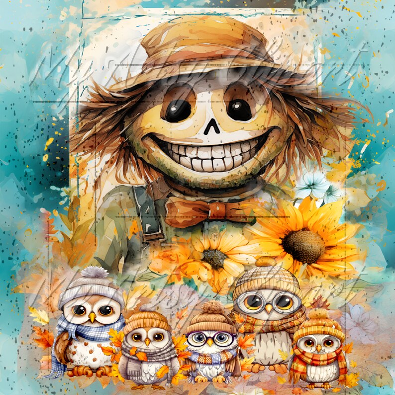 16 Scarecrows and Sunflowers JPG, Bear Scarecrow Clipart, Cute ...