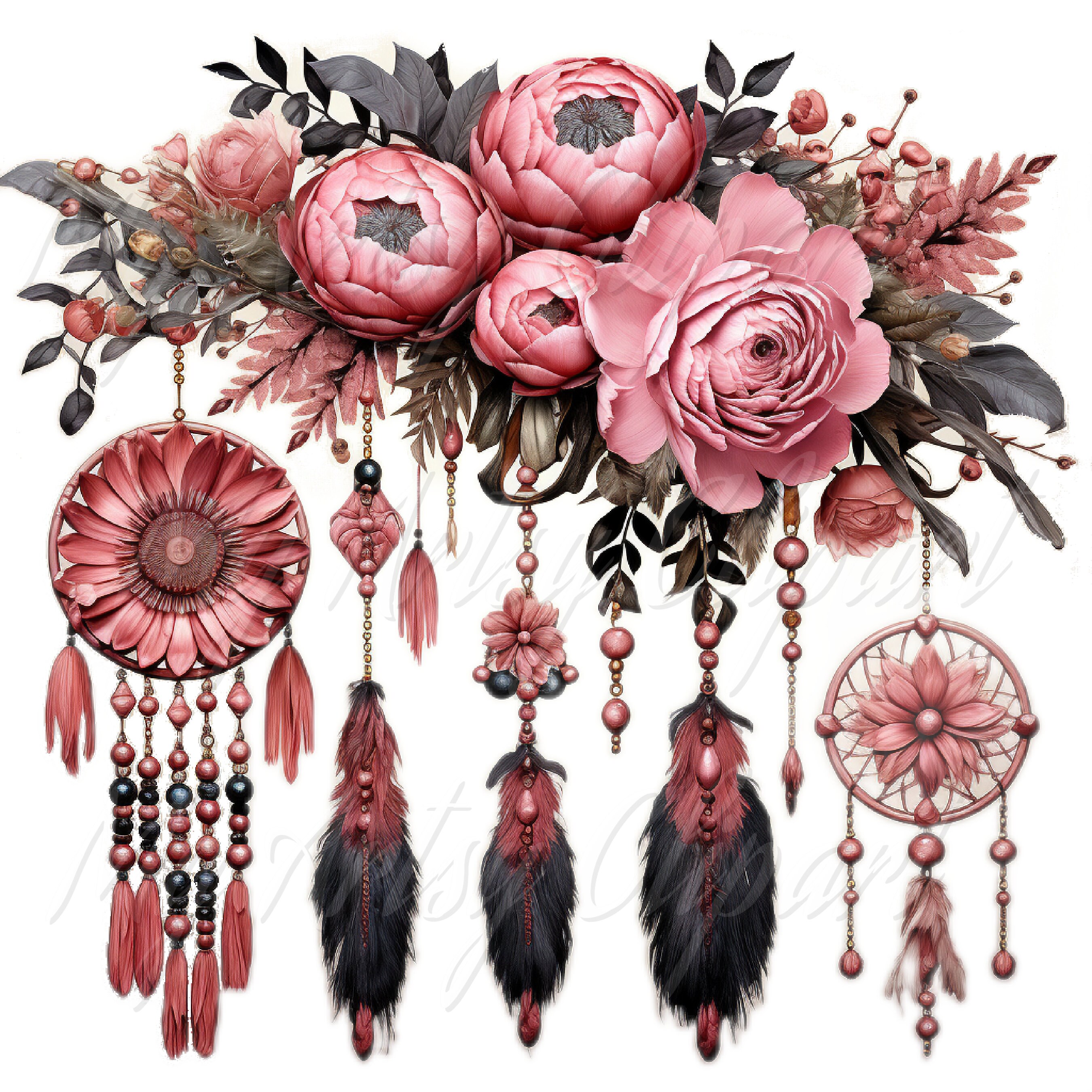 9 Boho Clipart Set, Boho Accents Clipart, Bohemian Rose JPG, Bohemian ...