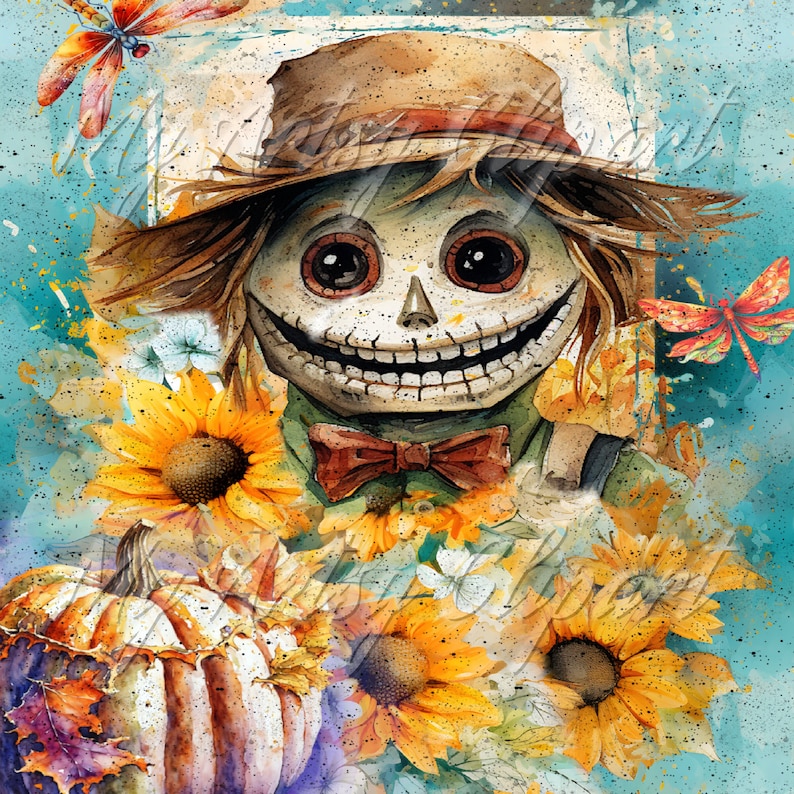 16 Scarecrows and Sunflowers JPG, Bear Scarecrow Clipart, Cute ...