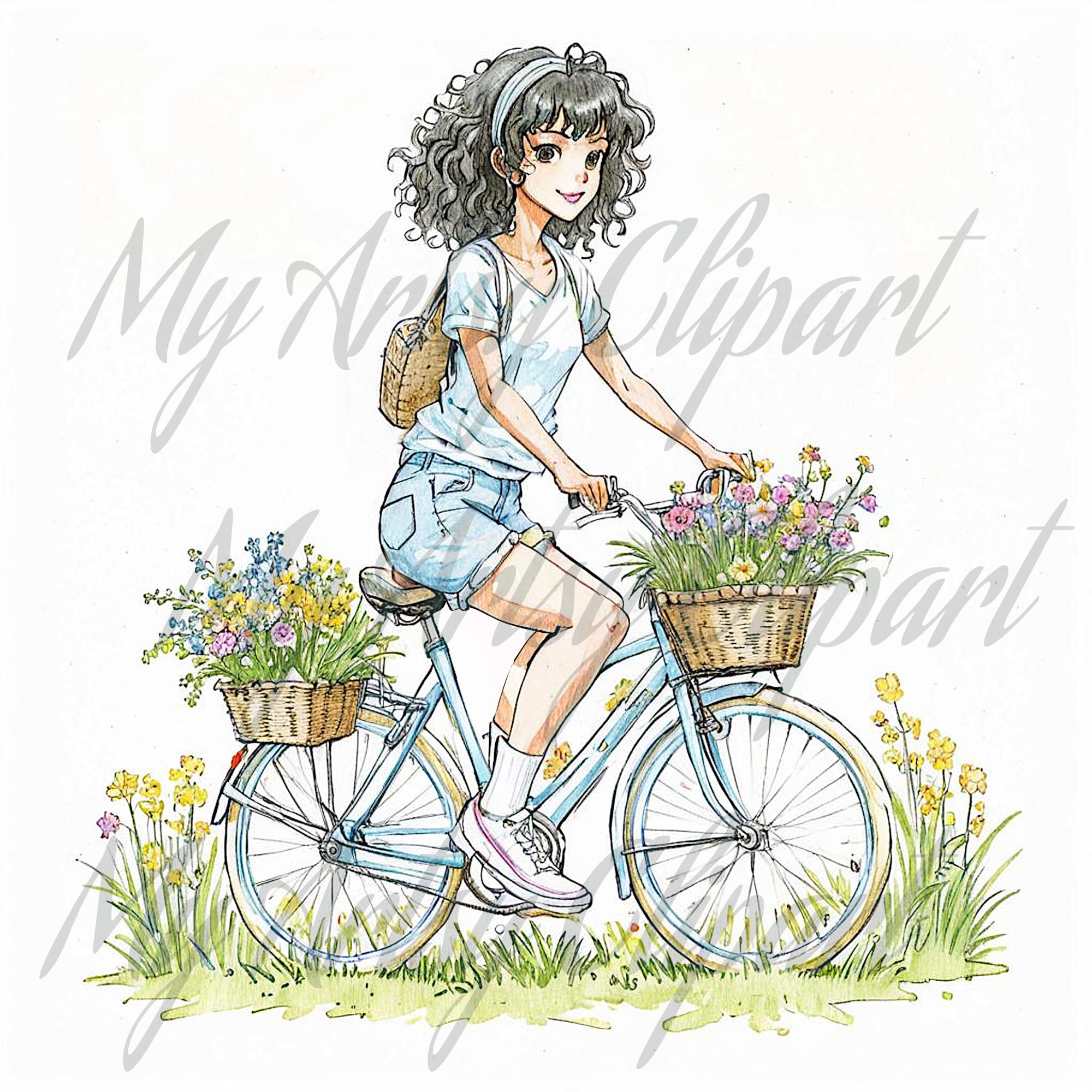 17 Fun Spring Activity Bicycle Clipart, Wild Flowers JPG, Floral ...