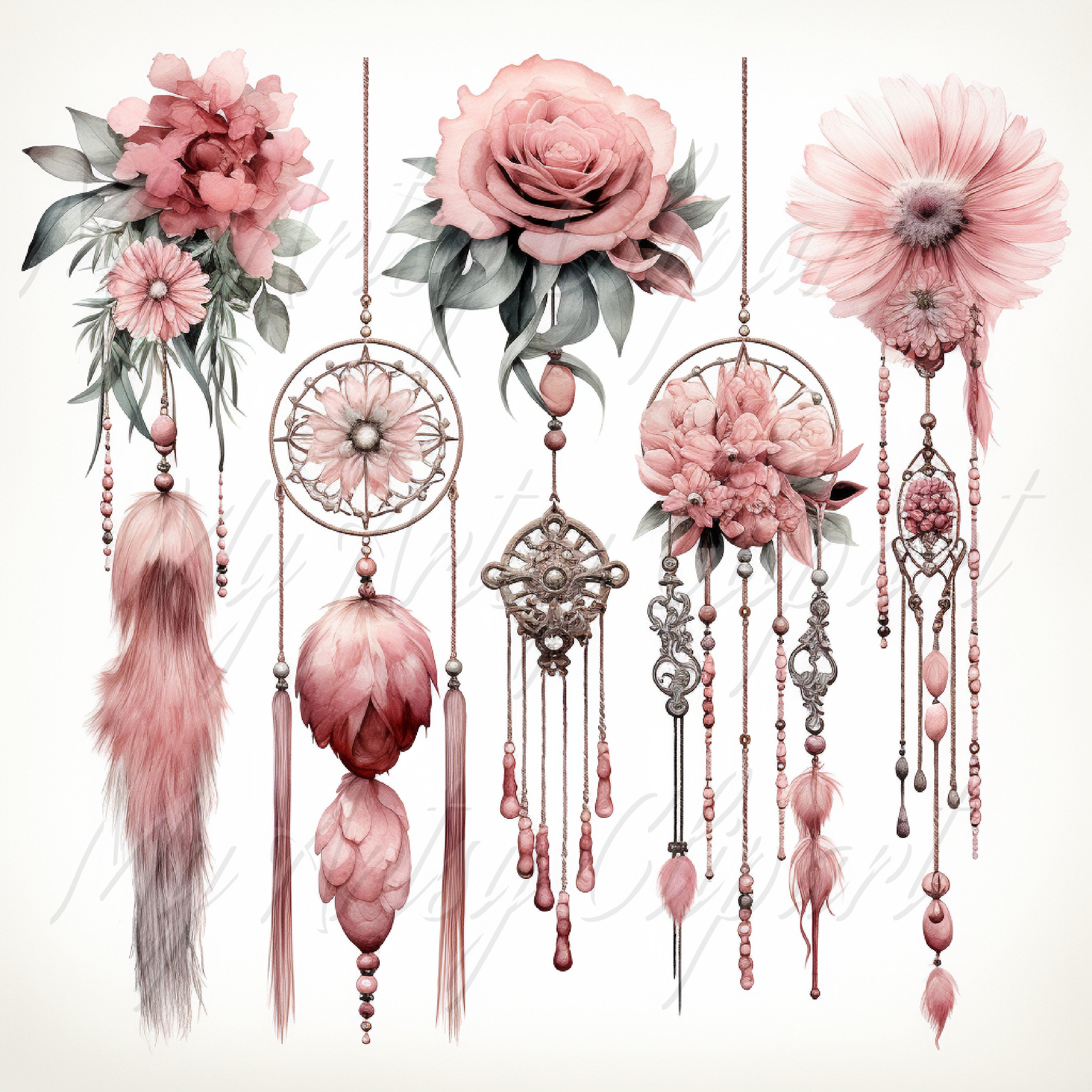 9 Boho Clipart Set, Boho Accents Clipart, Bohemian Rose JPG, Bohemian ...