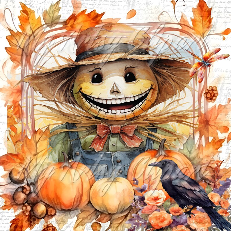 16 Scarecrows and Sunflowers JPG, Bear Scarecrow Clipart, Cute ...