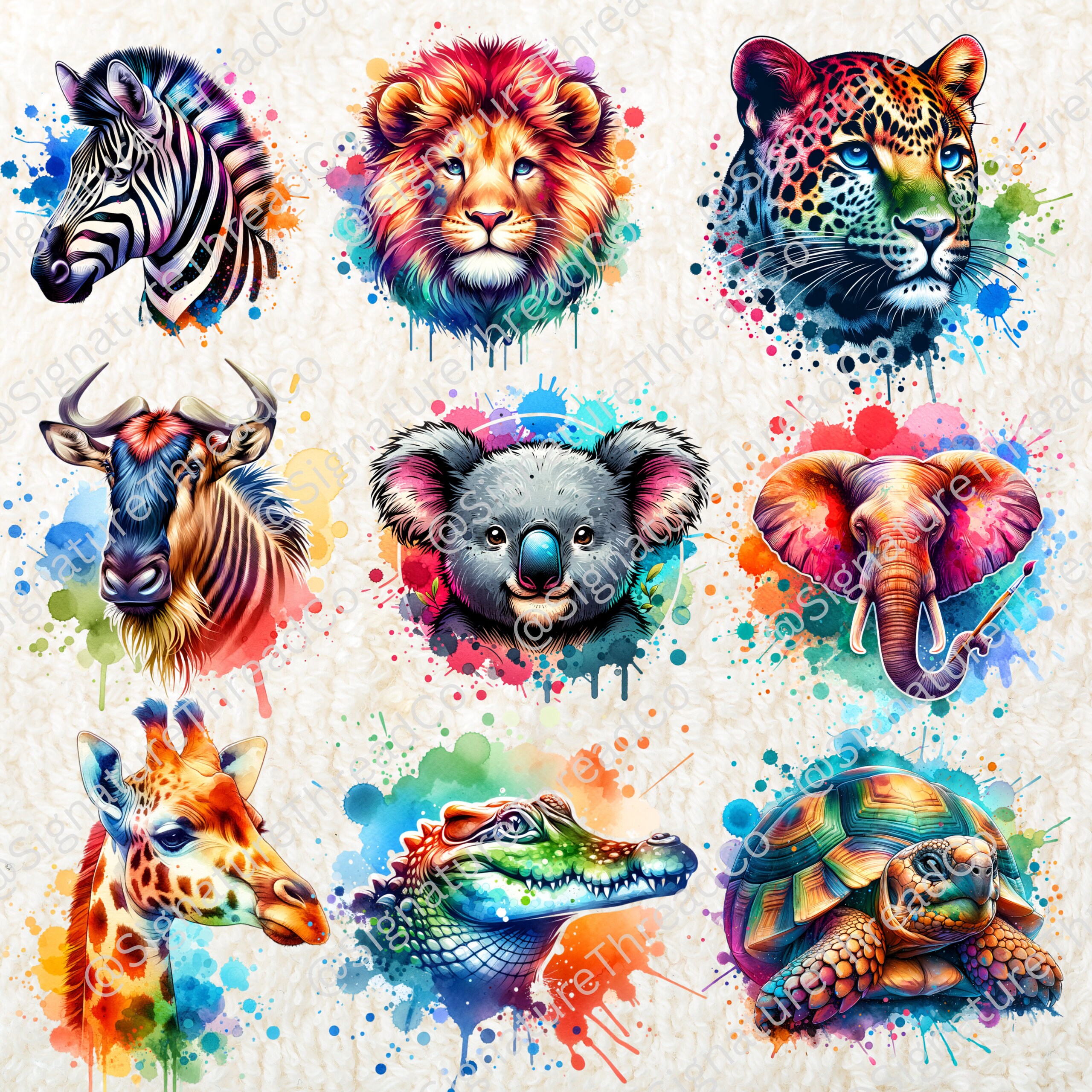 Watercolor Rainbow Animals Clipart, Colorful Animal Illustrations ...