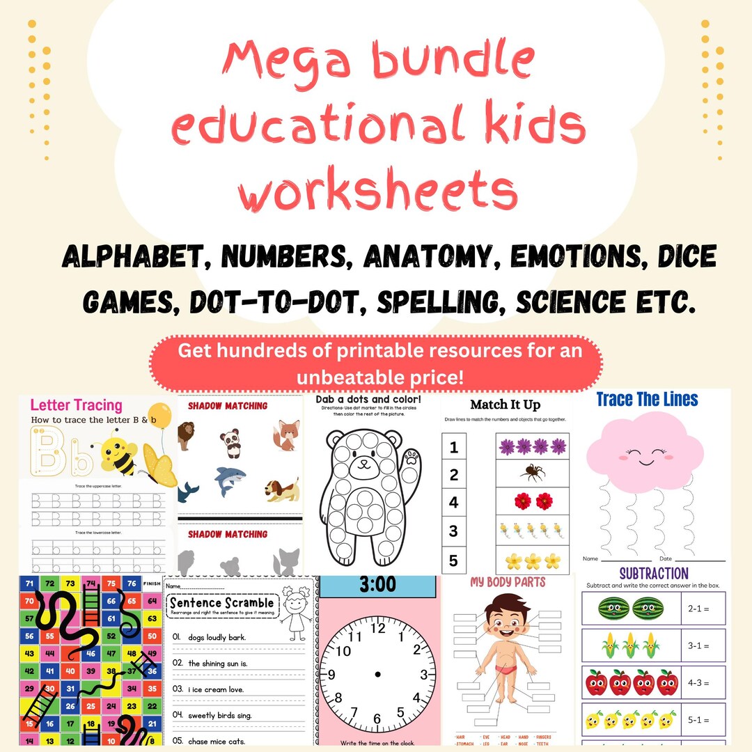 Mega Bundle Educational Kids Resources,children Learning Printable,mrr ...