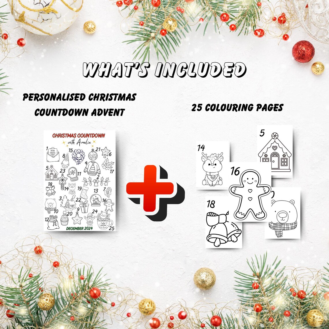 Christmas Countdown Poster Printable Advent Calendar Custom Advent ...