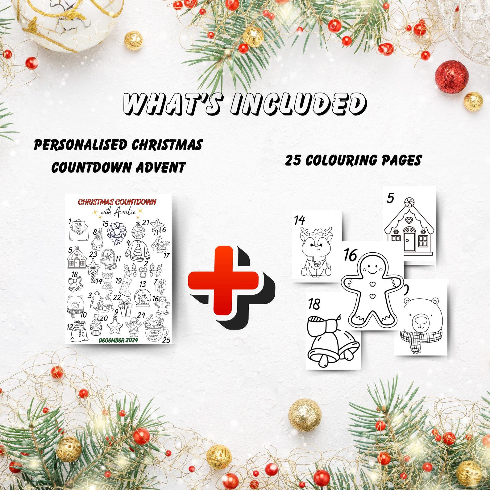 Christmas Countdown Poster Printable Advent Calendar Custom Advent ...