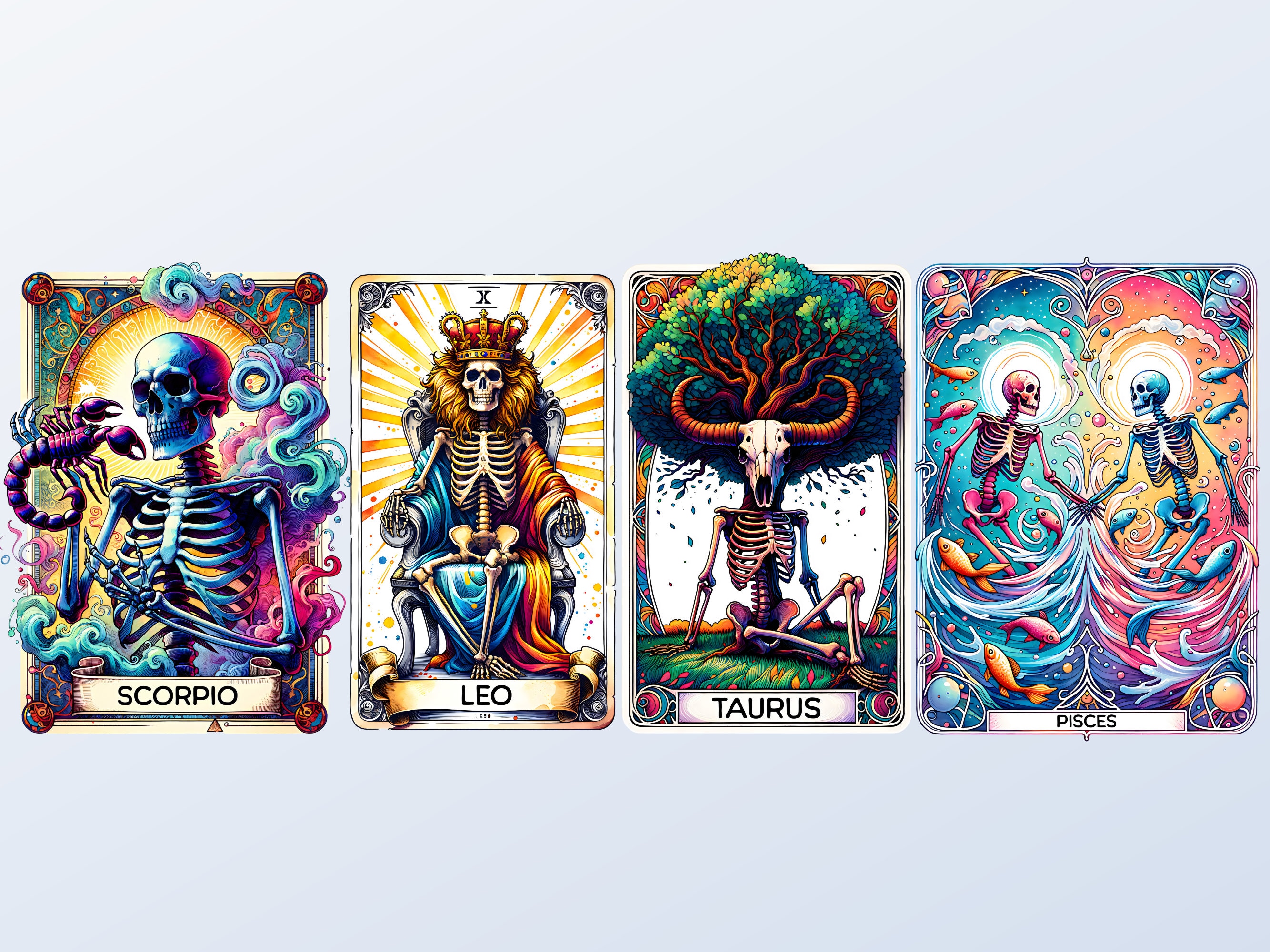 Skeleton Tarot, Zodiac Card Deck Png, Oracle Deck Tarot Png, Astrology ...