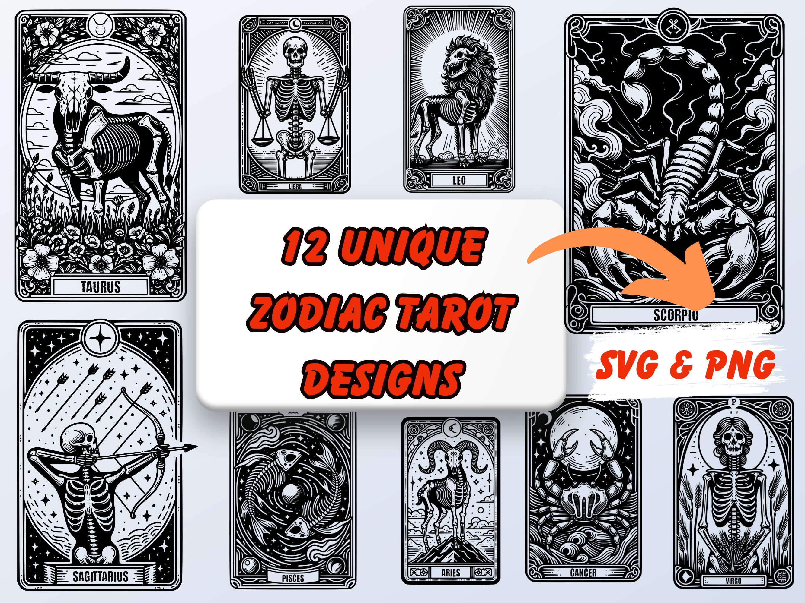 Oracle Deck Tarot Png, Zodiac Tarot Deck Bundle Svg Png, Astrology ...