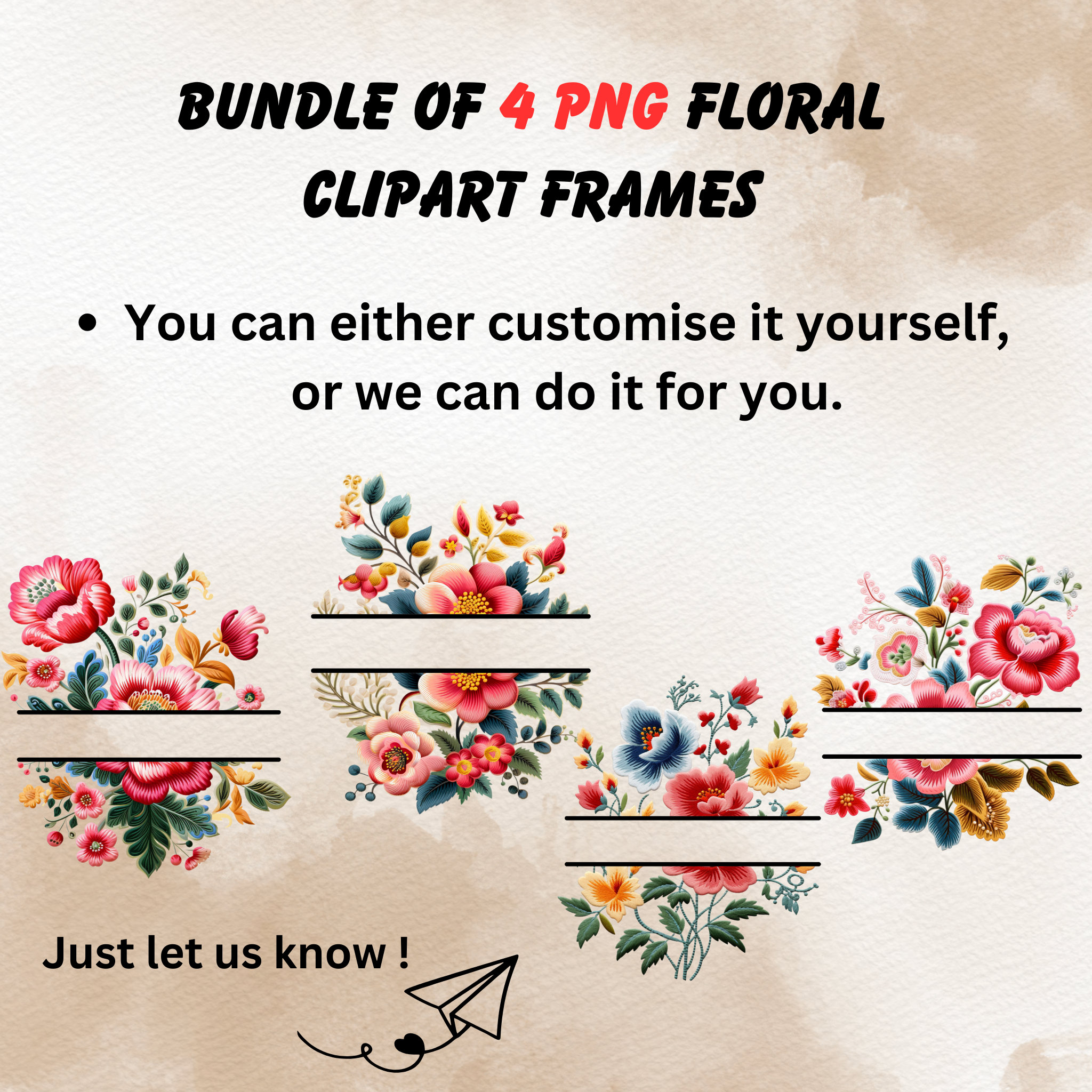 Custom Floral Frame, Custom Name Bundle, Custom Grandma PNG, Custom ...
