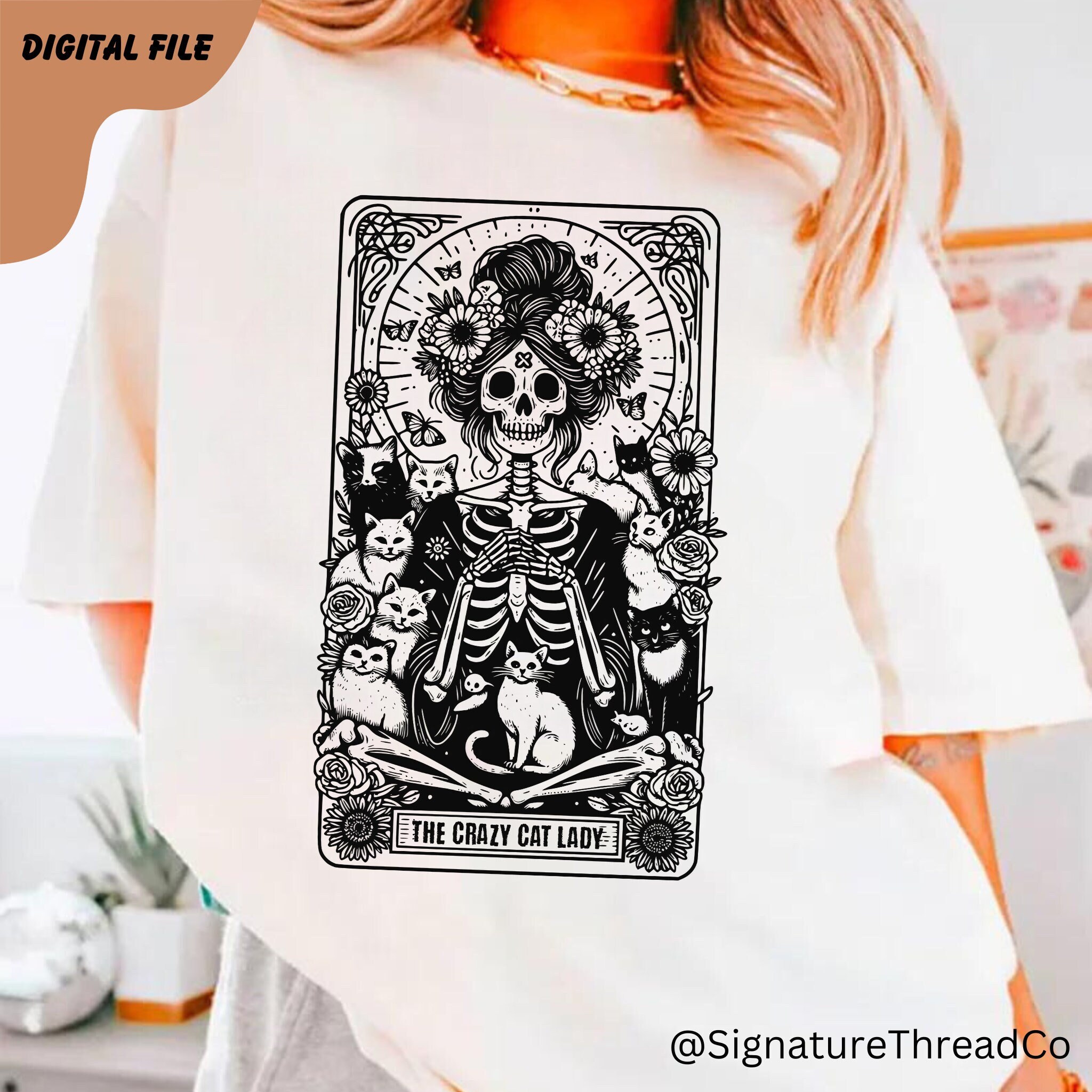 The Crazy Cat Lady Png, Downloadable Tarot, Funny Tarot Card Design ...