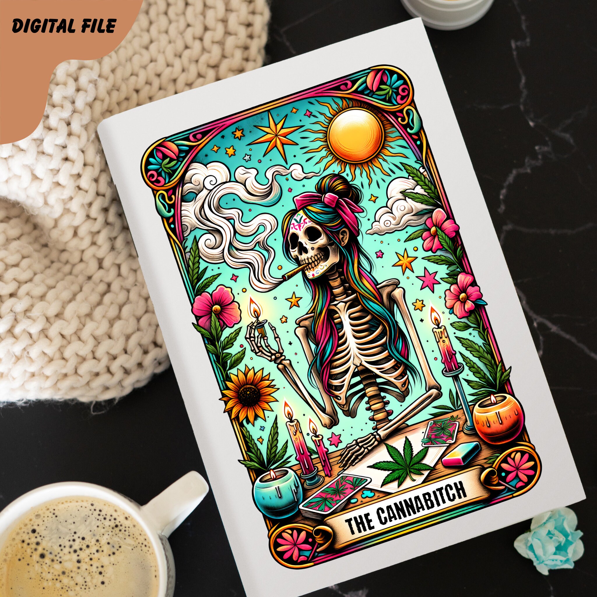 The Cannabitch Tarot Card PNG, Stoned Tarot, Funny 420 Cannabis ...